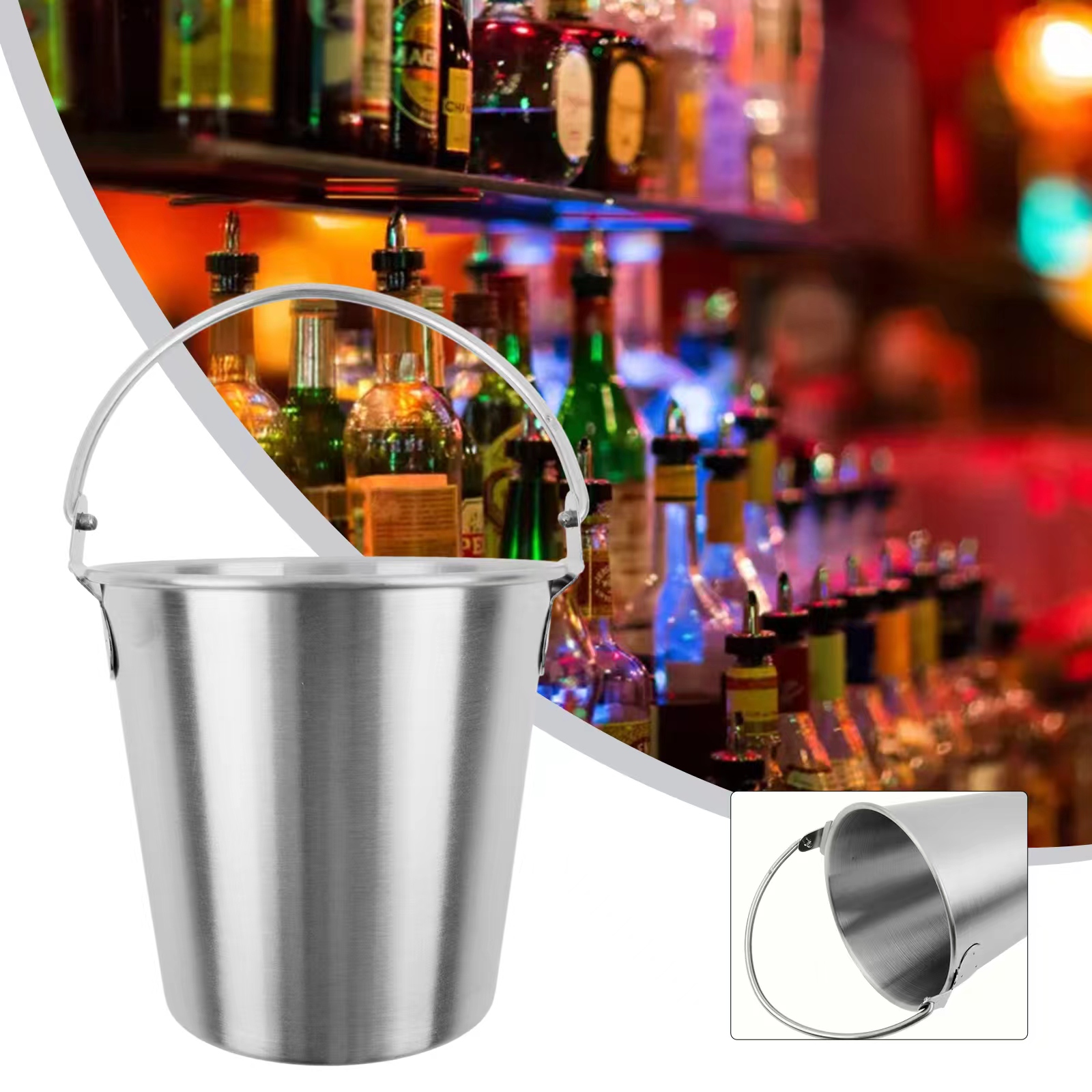 Stainless Steel Bar Ice Bucket Wine whiskey Barrel Container Ktv Club ...