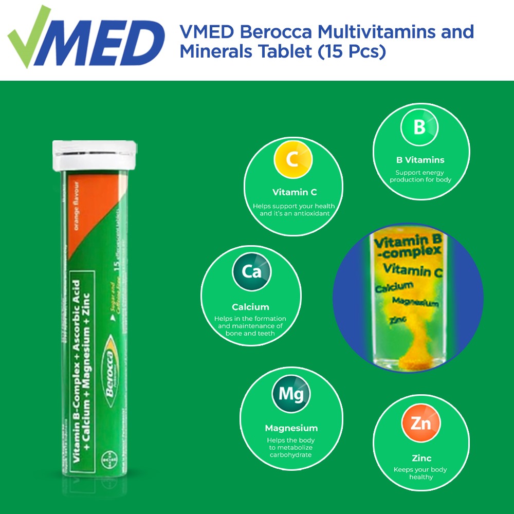 VMED Berocca Multivitamins And Minerals Tablet (15pcs) | Shopee Philippines