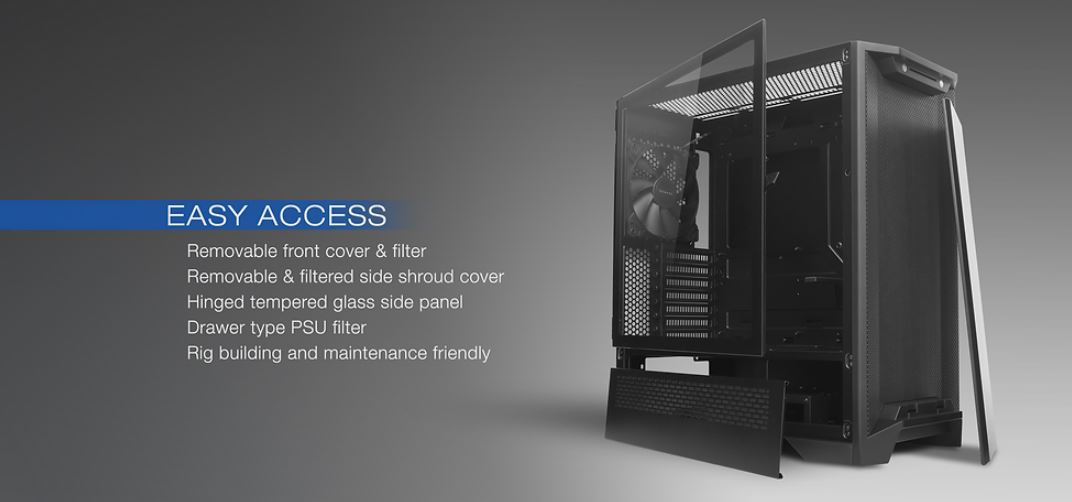 Tecware Edge Air Full Tower Gaming Casing Black + 4 x 120mm Fans | ITX ...