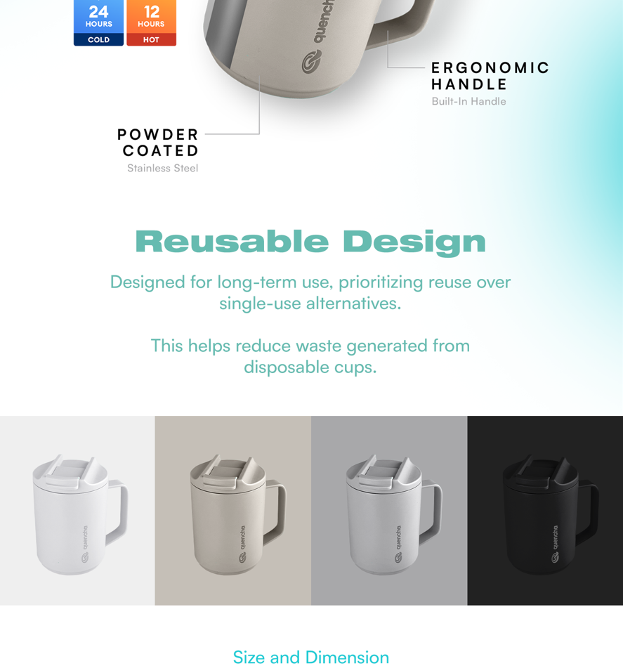 QUENCHA 14oz Flip Cap Insulated Coffee Mug | Shopee Philippines