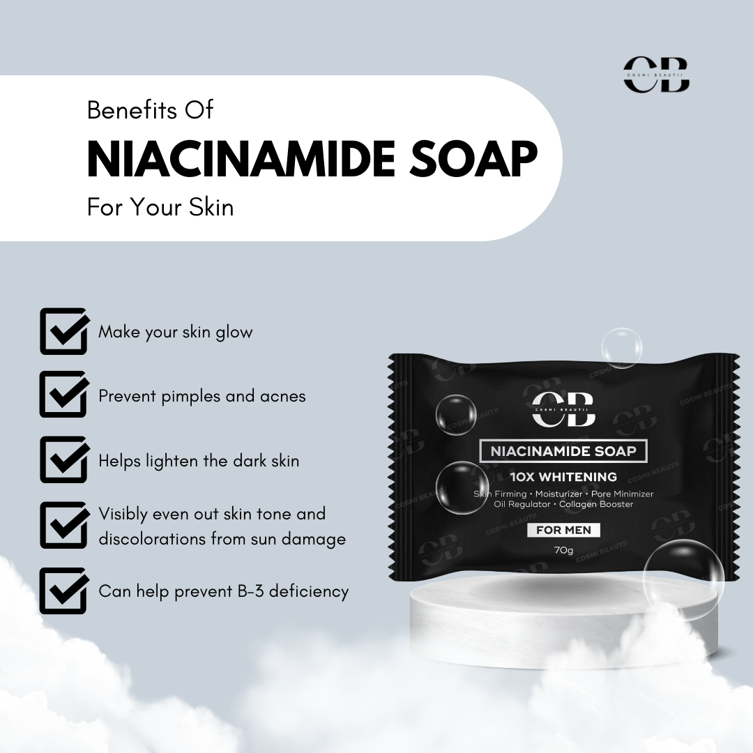 Cb Niacinamide Soap For Men 10x Whitening Soap Whitening All Skin Types Oil Control Sensitive