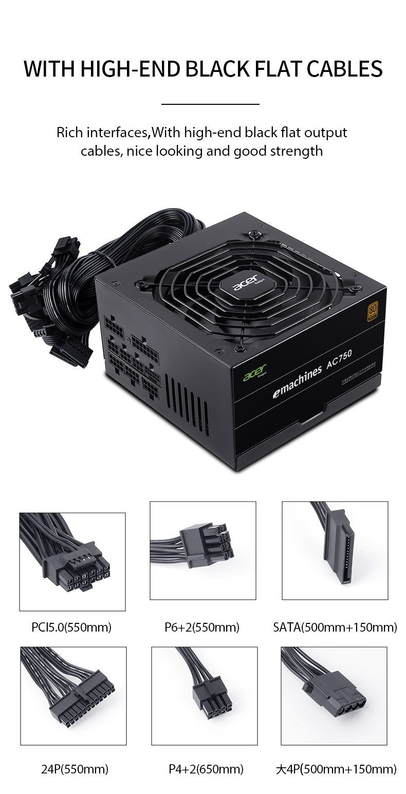 Acer Full Modular ATX 550w 650w 750w 80 Plus Bronze Certified Computer ...