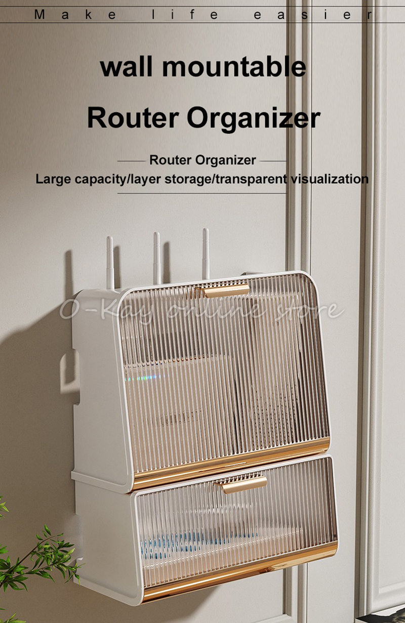 O-KAY Wall Hanging Wirless Wifi Router Shelf Storage Box Wire Cable ...