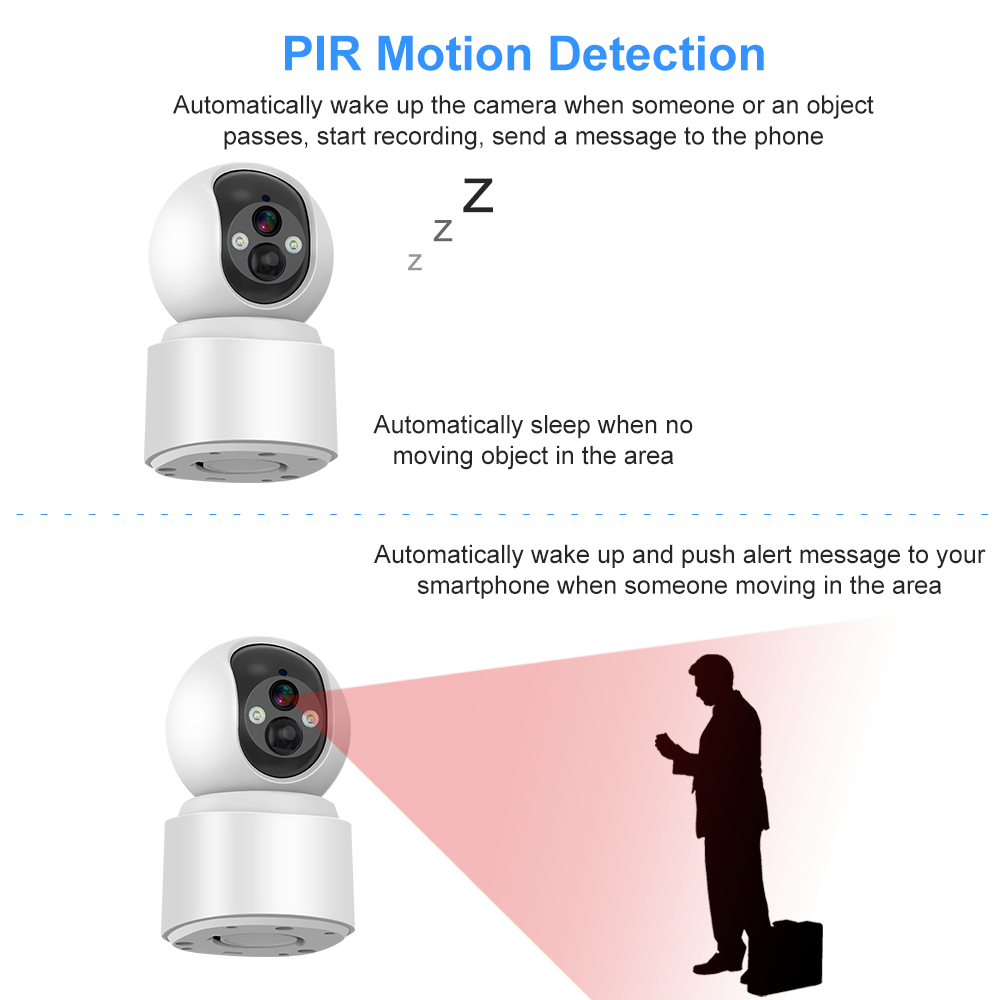 V380 VQ001 3MP Wi-Fi Security Camera with Built-in Battery Powered ...