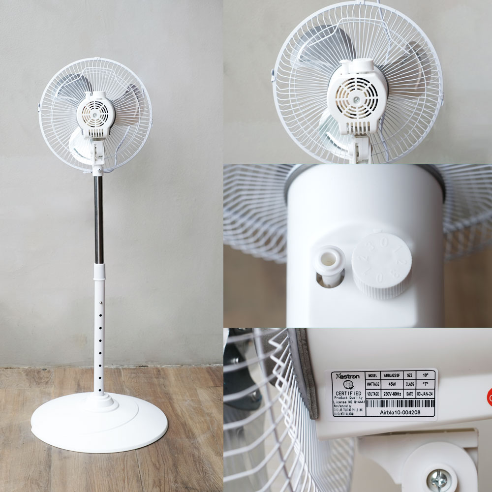 Astron AIRBLAZE 10” Electric Stand Fan - White | Heavy-Duty Metal Blade ...