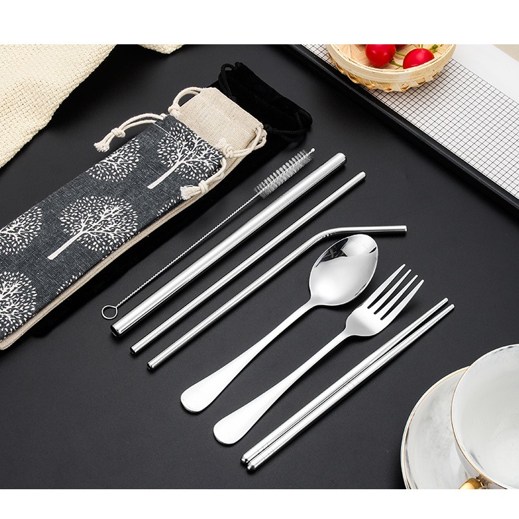 Portable outdoor stainless steel spoon and fork set utensils korean ...