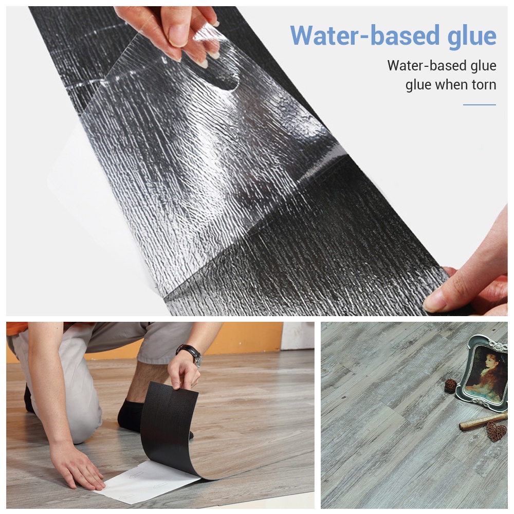 100PCS Wood Grain Vinyl Floor Sticker 91x15cm Self Adhesive PVC Tiles ...