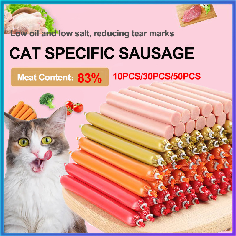 【50/30/10pcs+3pcs】 Cat Sausage Dog Sausage Cat Treats Cat Food Pet ...