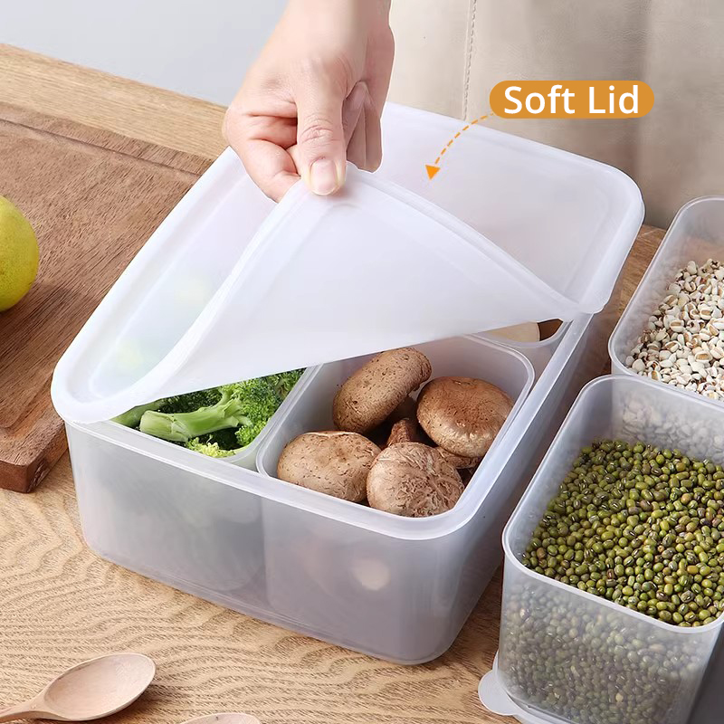 Divided Veggie Tray with Lid Stackable 4 Food Storage Boxes for ...