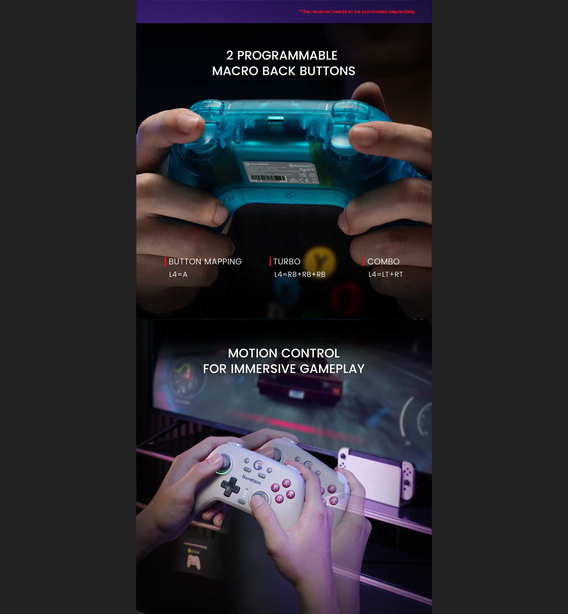 Gamesir T4 Nova HD Rumble Wireless Controller For N-Switch (Neon Teal ...