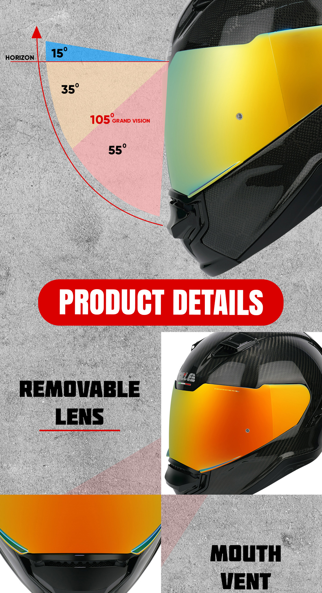 Gille Helmet 893 CARBON Motorcycle Helmet Full Face Single Visor With ...