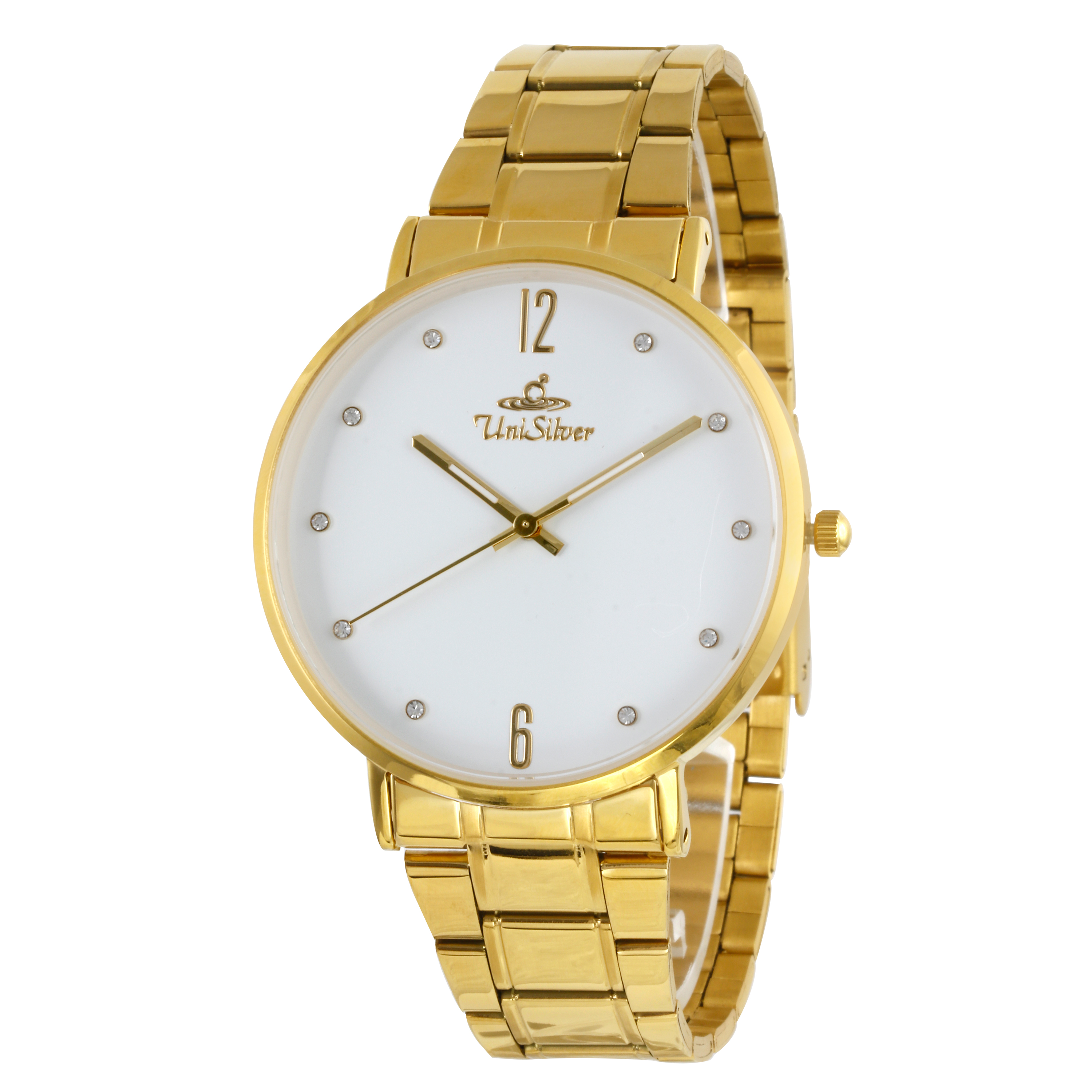 UniSilver TIME Men's Gold / White Analog Stainless steel watch KW4718 ...