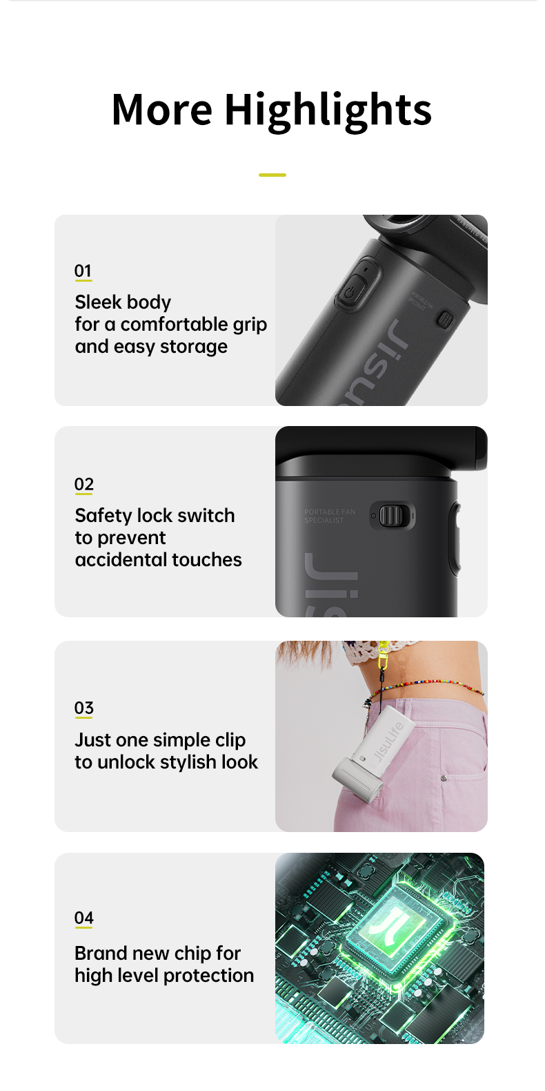 JISULIFE Life 9 Portable Fan Rechargeable Mini Fan | Shopee Philippines