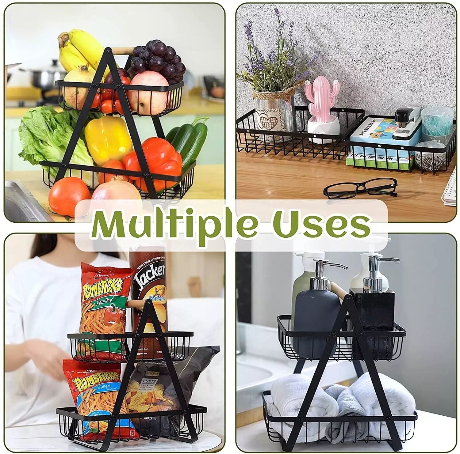 CHIT 2-Tier Fruit Basket Vegetables/Fruits Organizer Table Placement ...