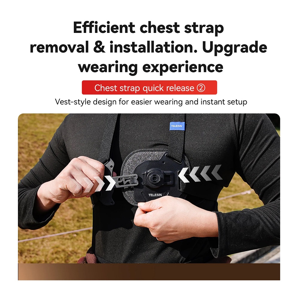 TELESIN Quick-Release Vest Chest Belt Adjustable Harness Strap Mount ...