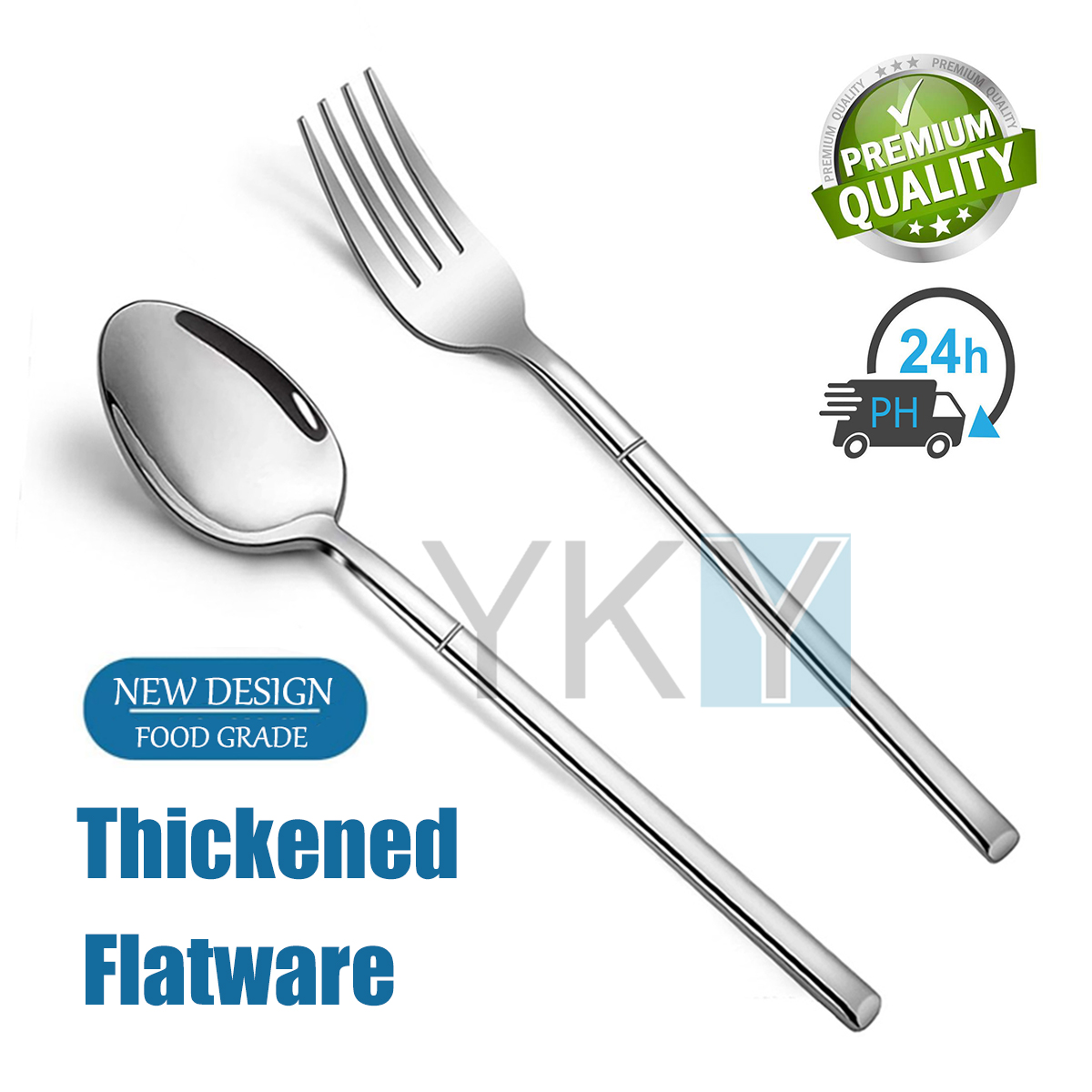 New Cutlery Thickened Spoon and Fork Set Stainless Steel Flatware ...