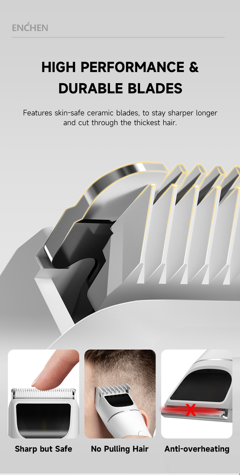 ENCHEN Hair Trimmer Boost Electric Hair Clipper Cordless Professional ...
