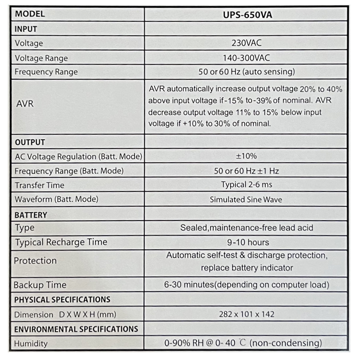 SECURE UPS 650VA Uninterruptible Power Supply for pc laptop or wifi ...