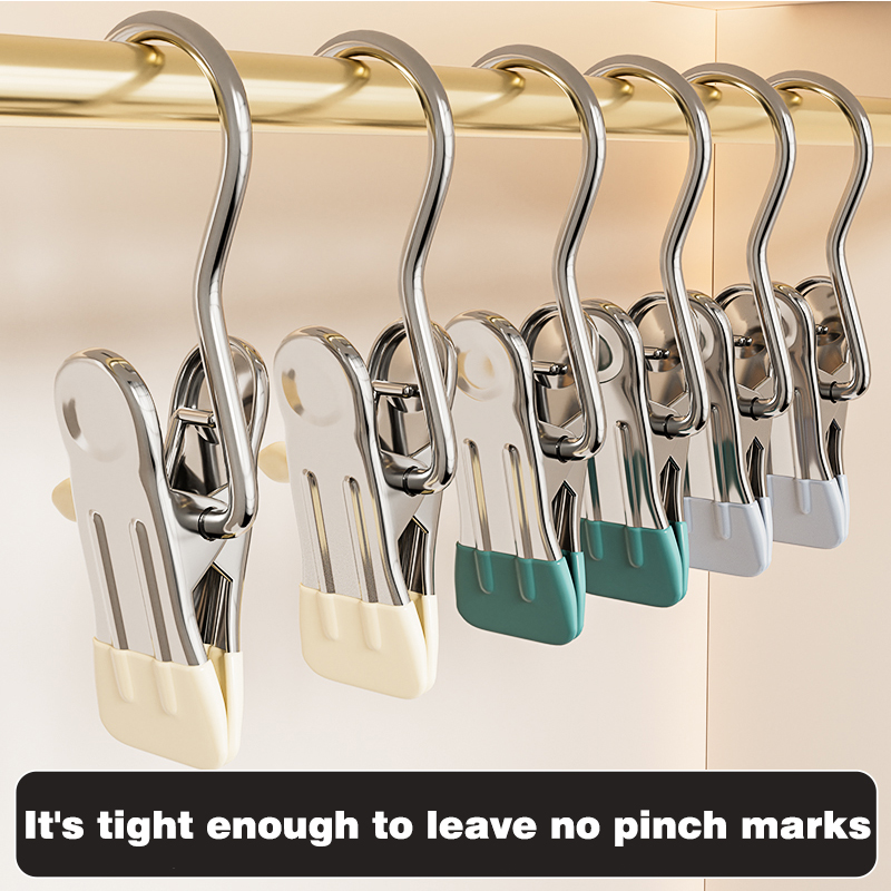 5 PCS Portable Clip Hanger Hanging Hooks Clips Closet Storage Single ...