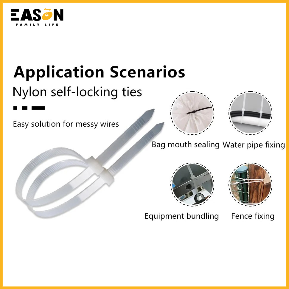 EasonShop COD 100Pcs/Pack Multipurpose Nylon Cable Tie Self Locking Zip ...