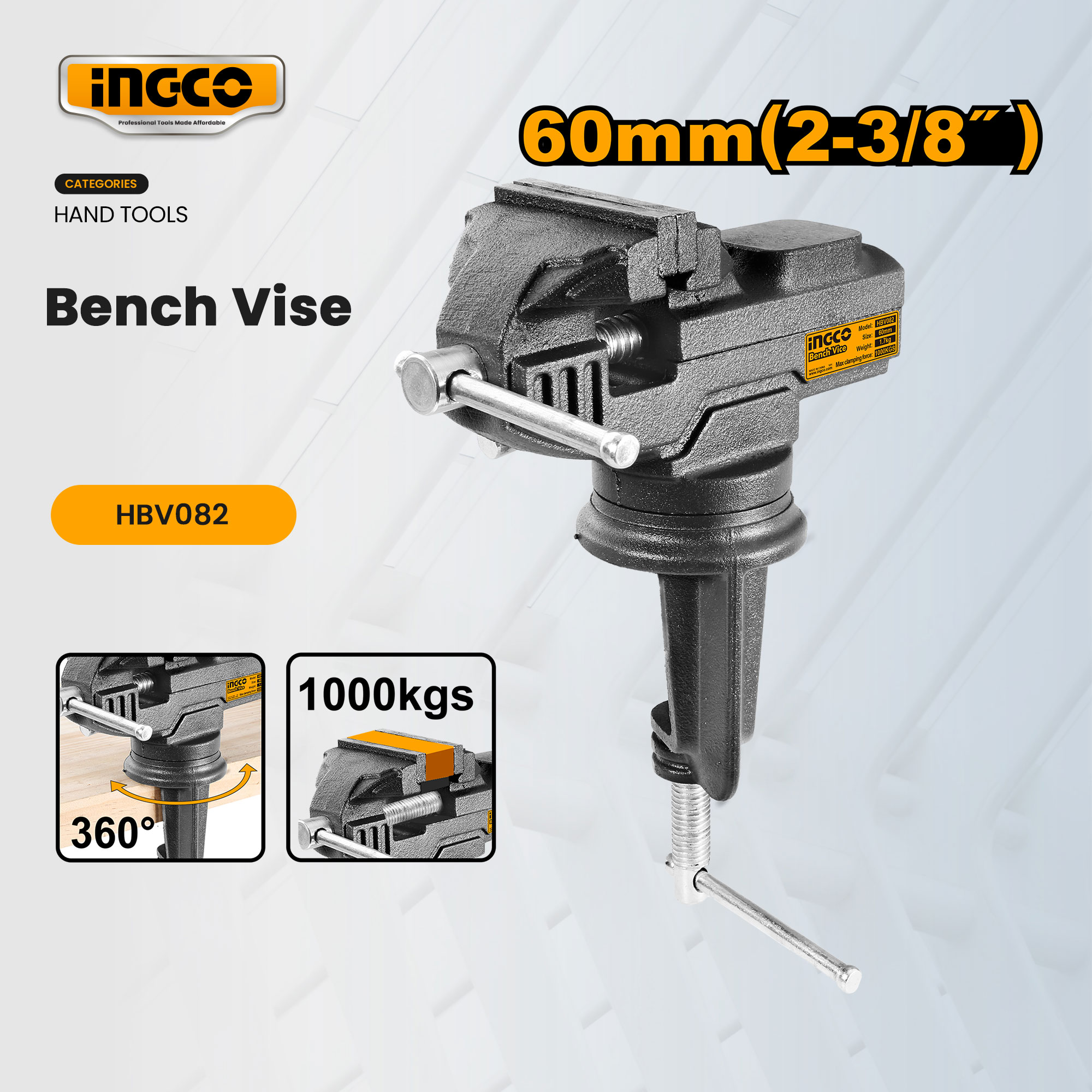 Ingco 60mm Bench Vise with Anvil HBV082 IHT | Shopee Philippines
