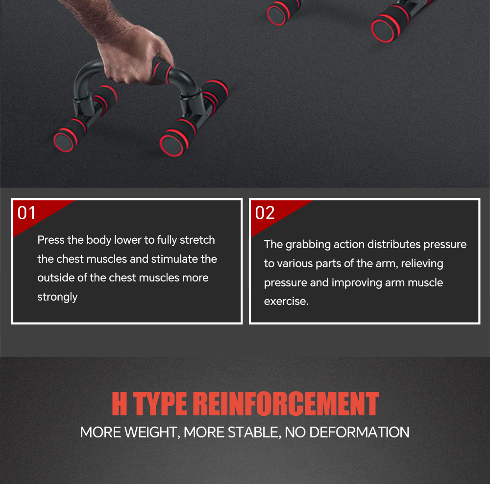 Gym Push Up Bar 2pcs Support H-Type Perfect Muscle Push up Bars Push Up ...