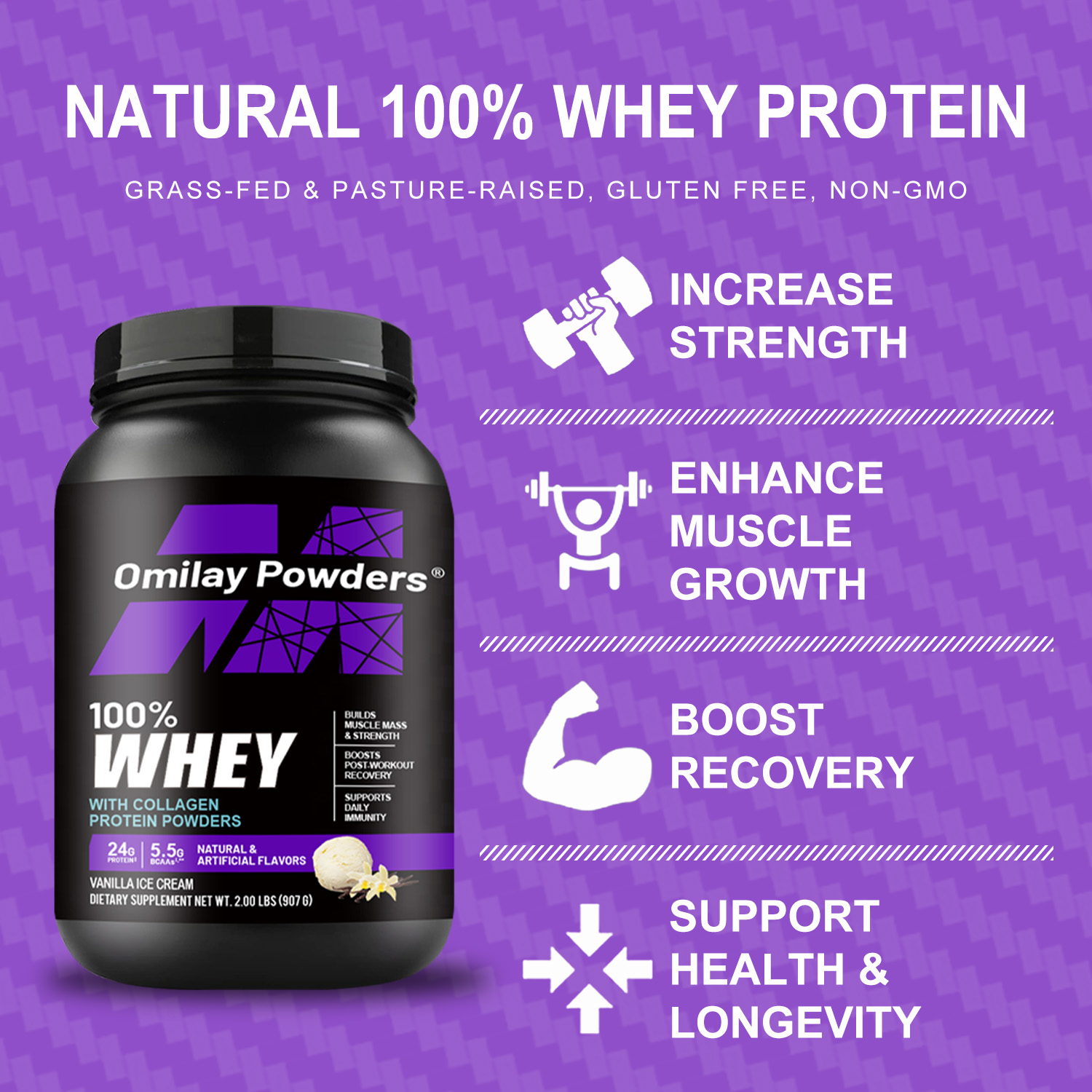Omilay Whey Protein Powder Whey Isolate Muscle Growth and Fast Recovery ...