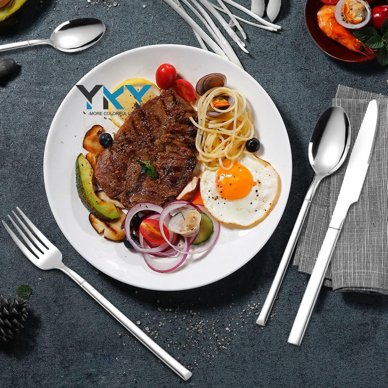 Makapal Dinner Spoon and Fork Set Stainless Steel Flatware Cutlery Set ...