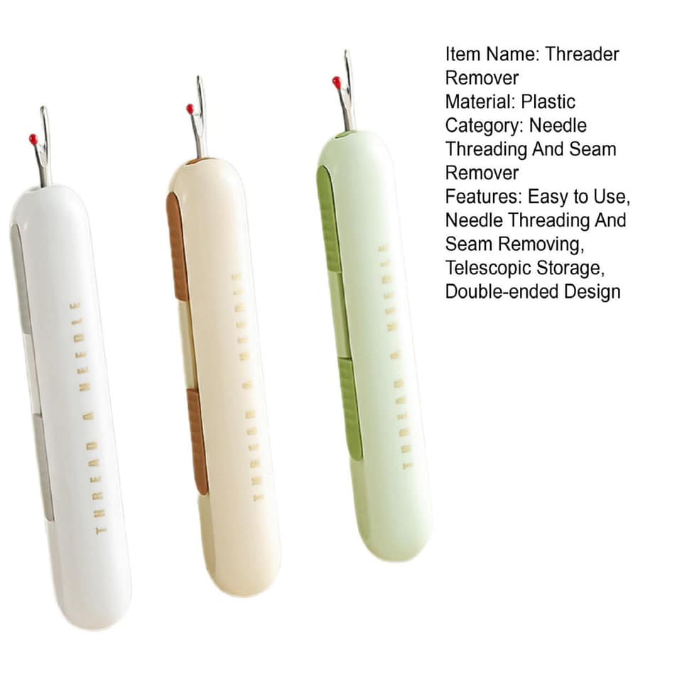 2 in 1 Needle Threader Seam Ripper, Upgraded Threading and Seam Remover ...