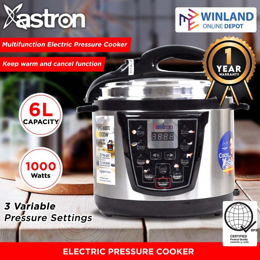 Astron by Winland Multi-Function 6 Liter Electric Pressure Cooker ...
