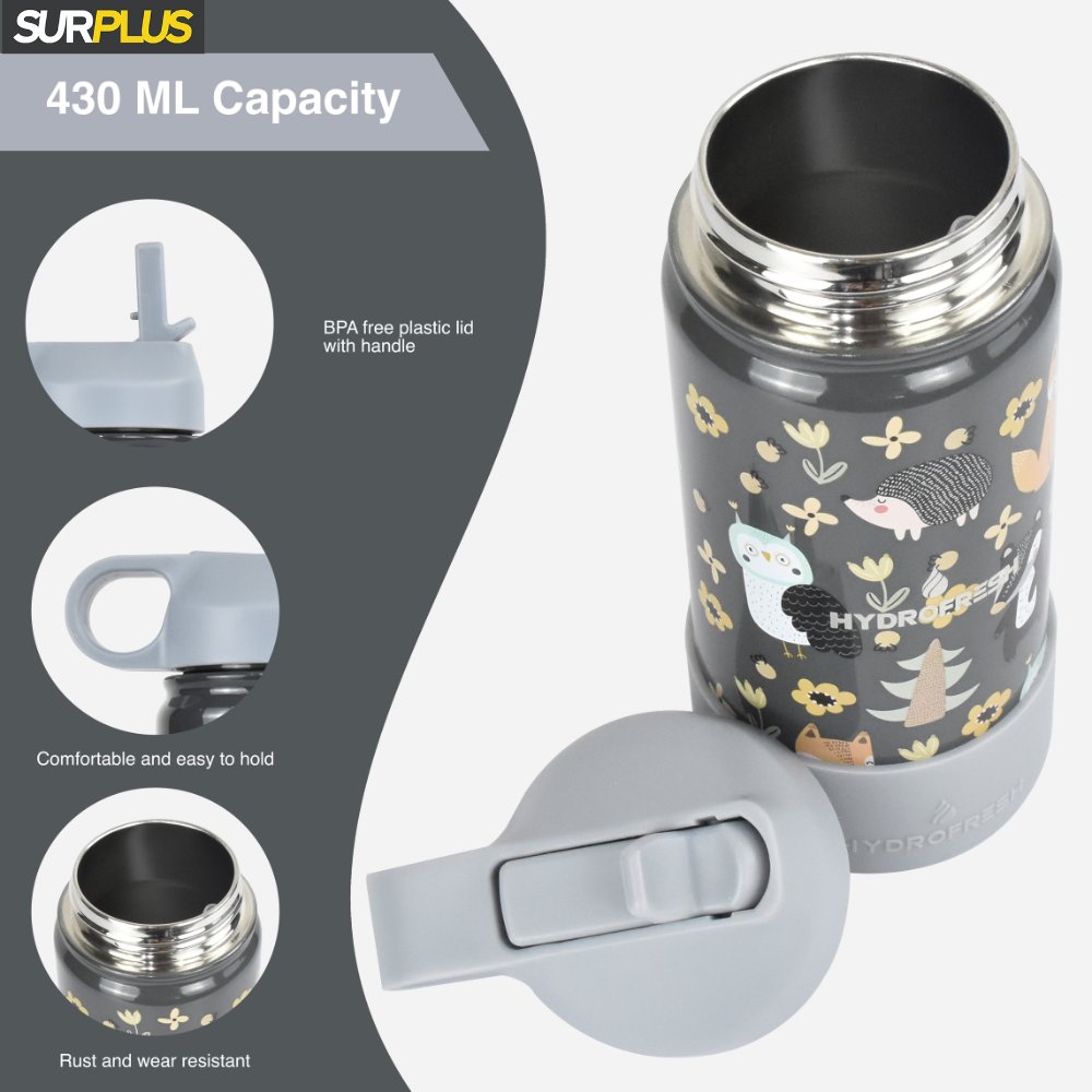 Surplus Hydrofresh Kids Printed Flask with Straw 430mL With Silicon ...