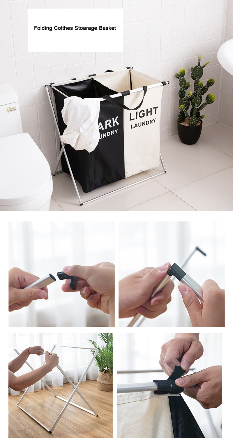Household 3-Cell Waterproof Dirty Laundry Basket Foldable Sorting And ...