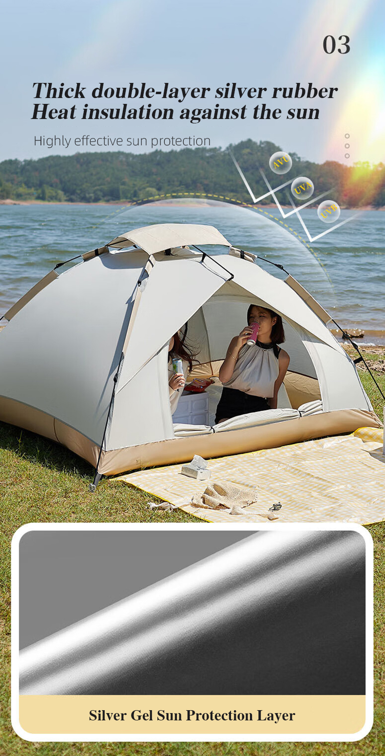 Tent 3-4 Persons Pop up Waterproof Automatic Tent Outdoor Foldable Dome ...