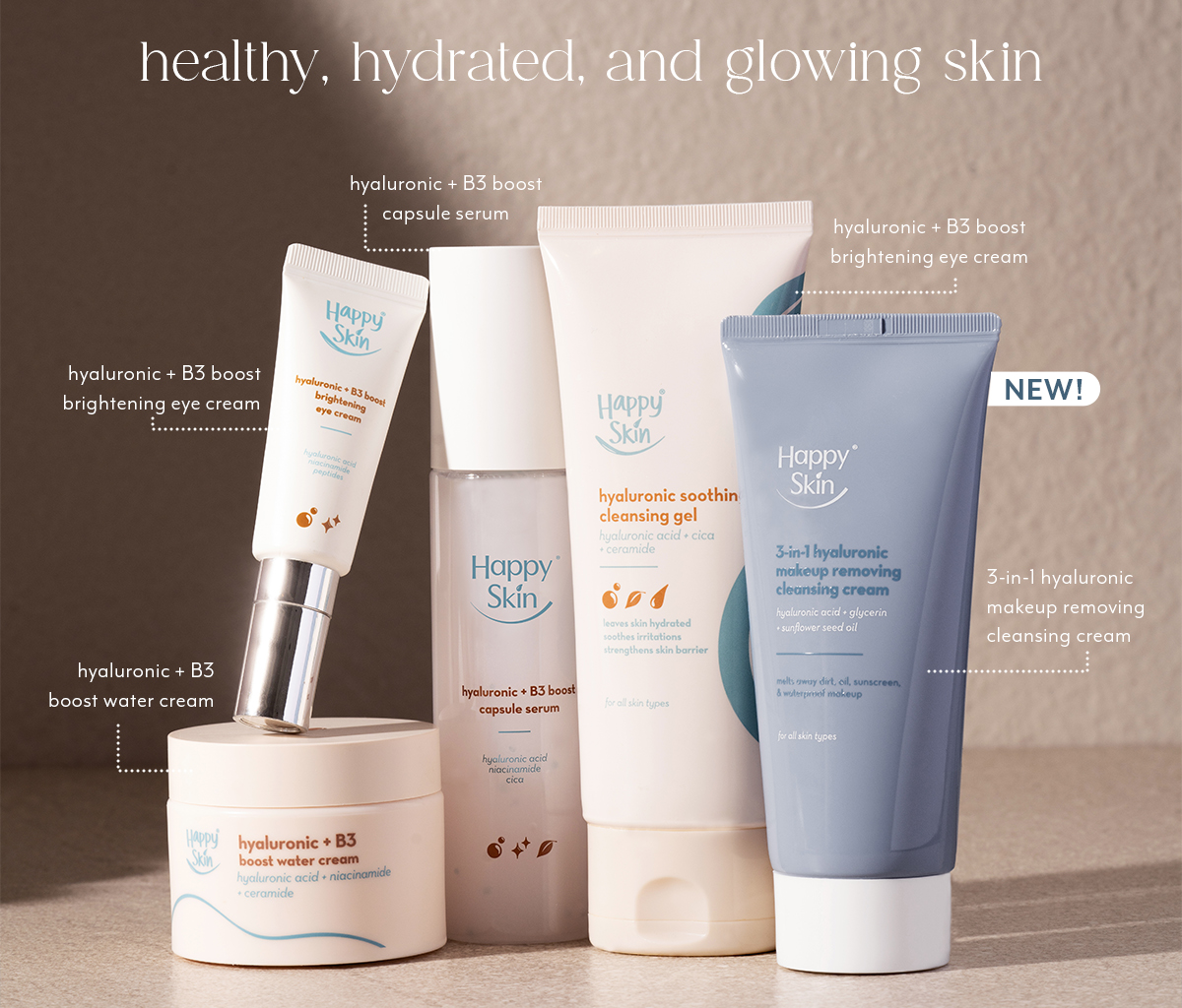 Happy Skin 3-In-1 Hyaluronic Makeup Removing Cleansing Cream | Shopee ...