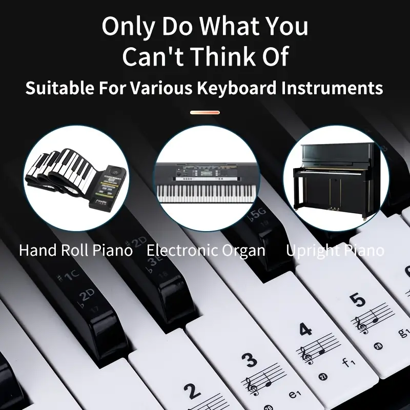 RIXTON 88/61/54 Key Piano Beginner Keyboard Sticker Musical Notation ...