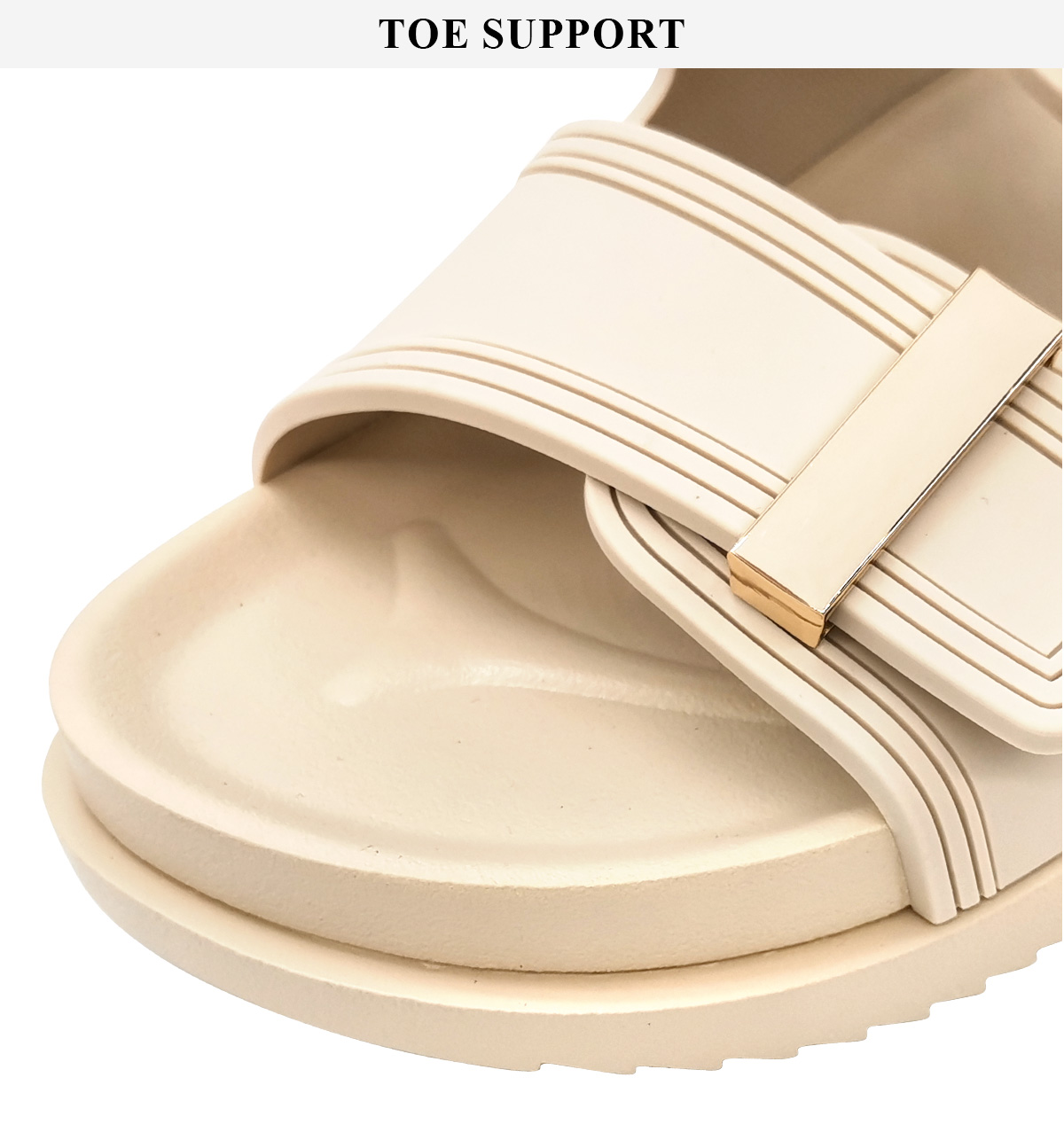 MICHAELA Chic Flat Sandals Soft Comfy Waterproof Slip-On Chunky Slide ...