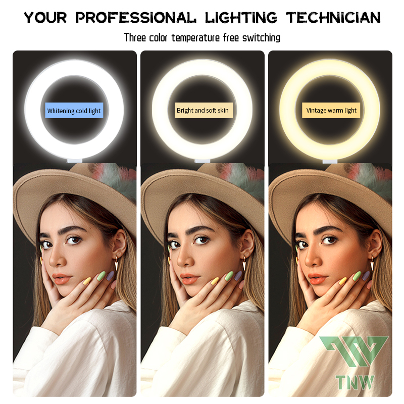 TNW Ring light 6inch Dual Phone Stand For Vlogging with 3 different ...