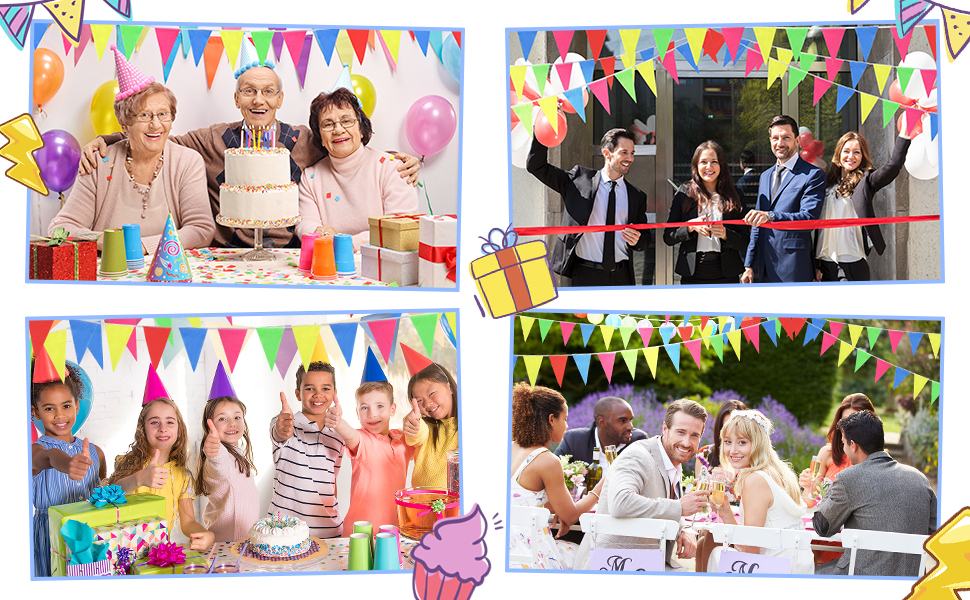 80Meter Colorful Fiesta Flag Multicolor Triangle Flags Fabric Bunting ...