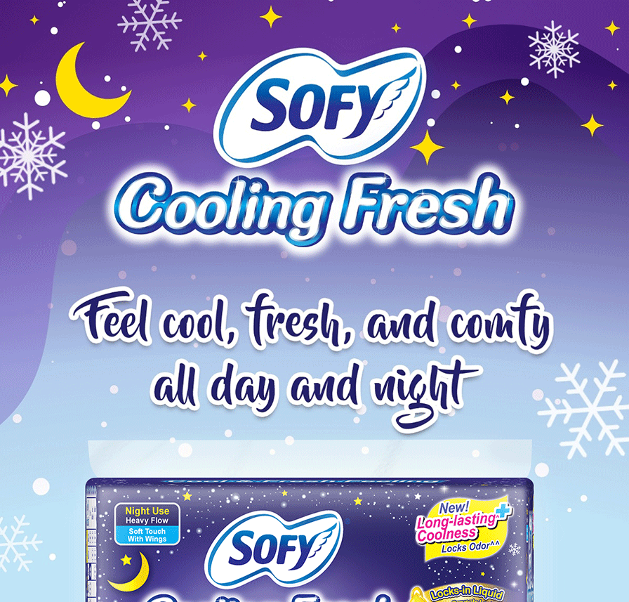 SOFY Cooling Fresh Overnight Sanitary Napkin with Wings 29cm - 9 pcs | Shopee Philippines
