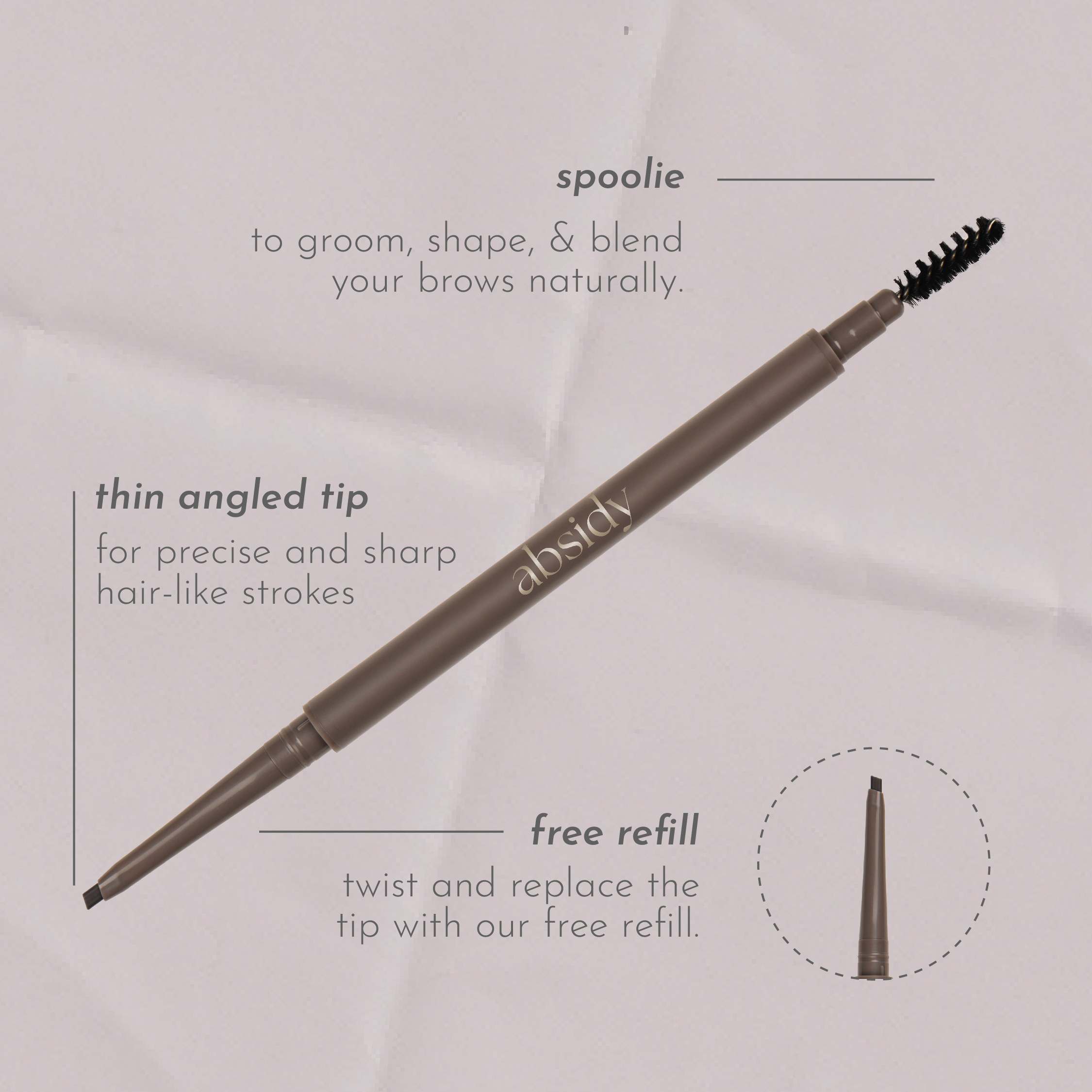 Absidy Shape & Define Eyebrow Pencil w/Spoolie + FREE Refill | Shopee ...