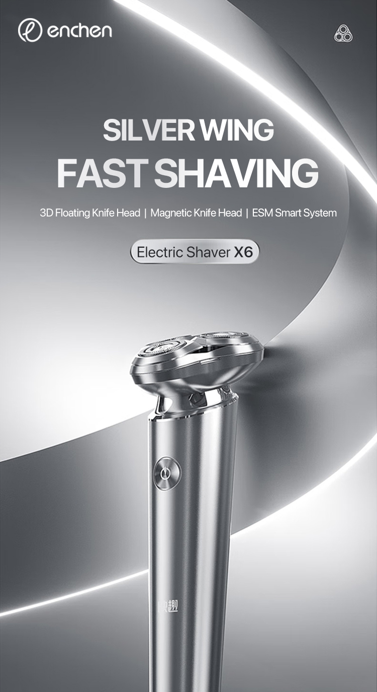 ENCHEN Electric Shaver Silver Wing Series X6 Magnetic 3D Floating ...