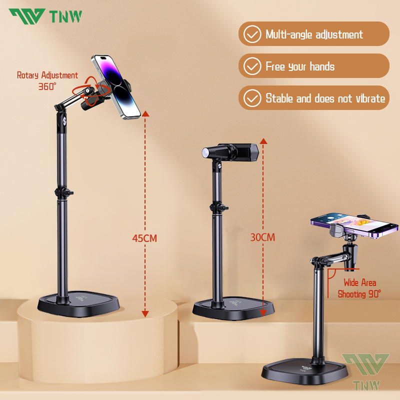TNW T10 Phone Holder Tripod Phone Desktop Stand Overhead Shooting 360 ...