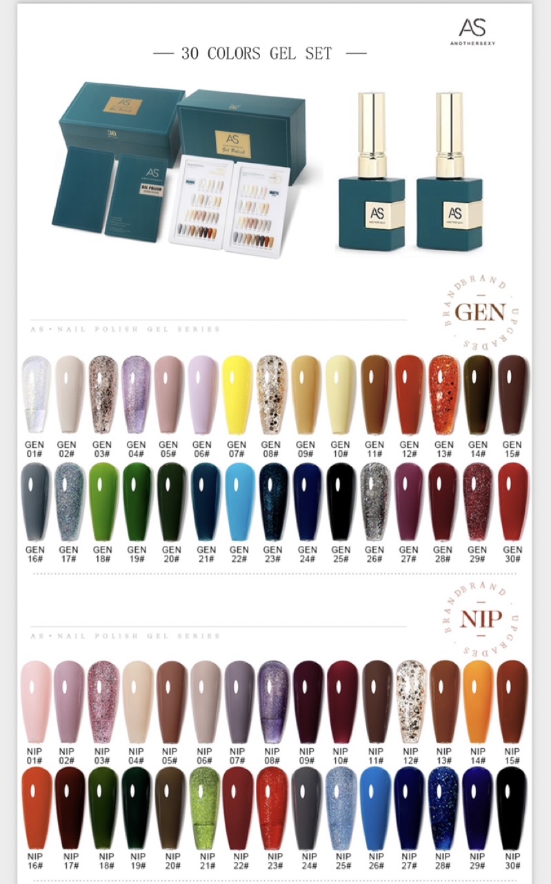 AS 30colors a set with chart board Macaroon color series gel color nail ...