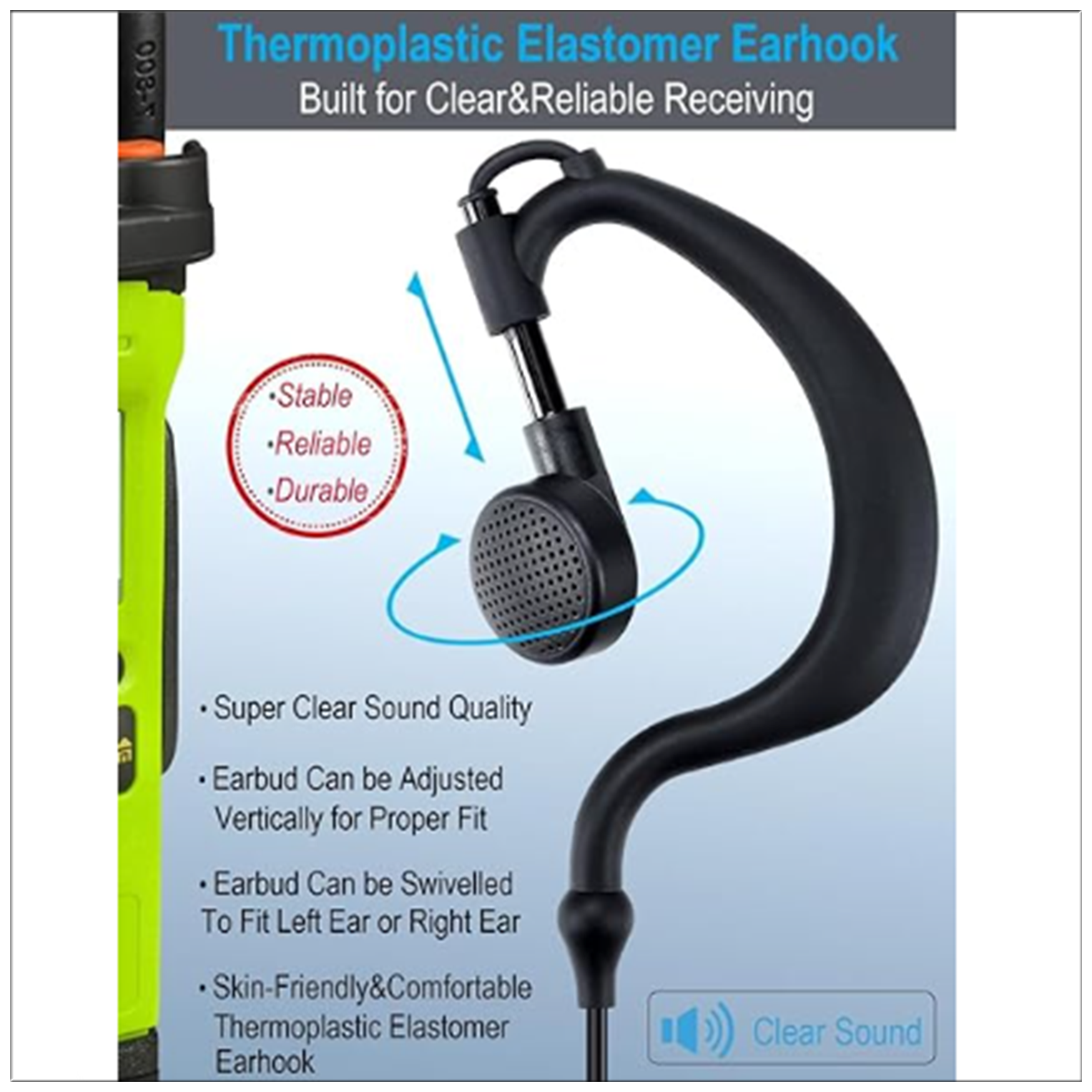 2 Pin Headset Perfect Fit Hytera HYT Two Way Radio Walkie Talkie M Plug ...