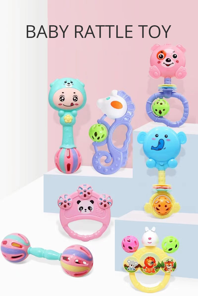 Baby Rattle Toy Cute Play Set 5 Pieces Animal Horns Fun Hand Kring ...