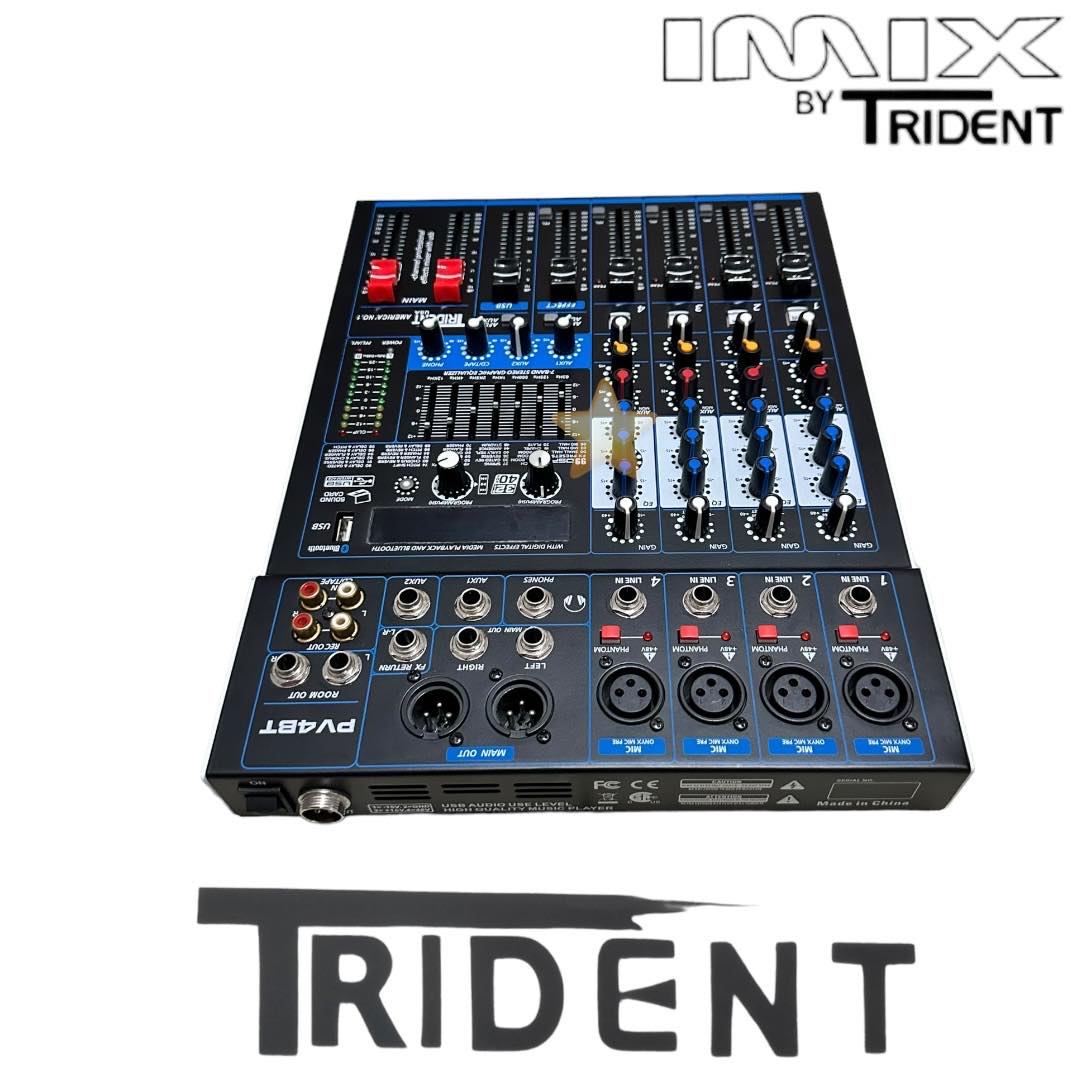 Trident PV-4BT 4channel passive mixer with built-in sound card 99DSP ...