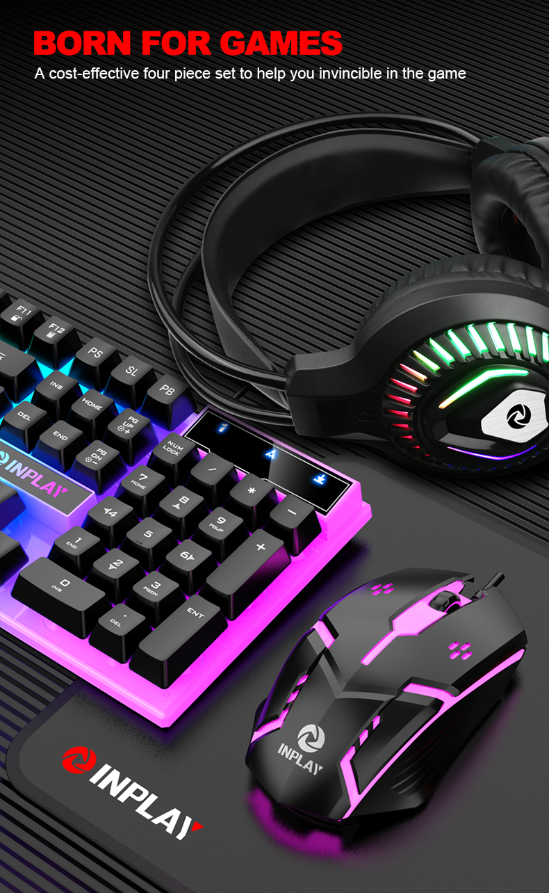 Inplay STX240 RGB Gaming Keyboard Mouse Set With Headset Mouse Pad ...