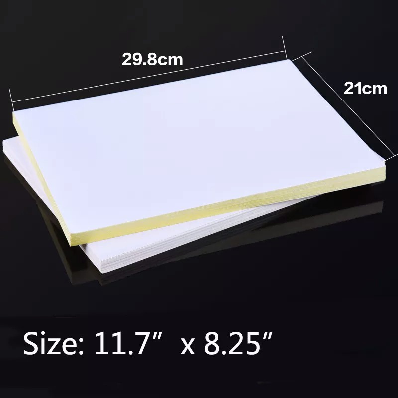 100 Sheets A4 Size Matte Sticker Paper Glossy Sticker Paper for ...