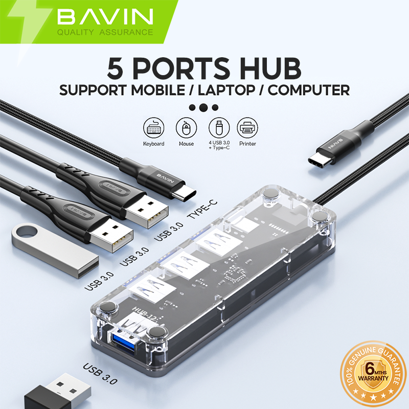 BAVIN I12 Multi functional 4 USB HUB Adapter Widely Supported for USB Mouse Keyboard Printer ...