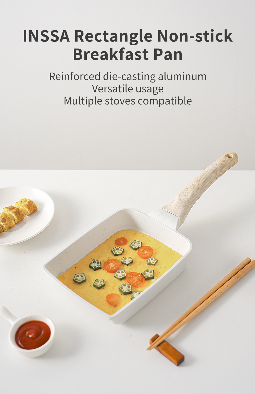 INSSA Pan Non-stick Breakfast Pan Die-casting Aluminum Pan Tamagoyaki ...